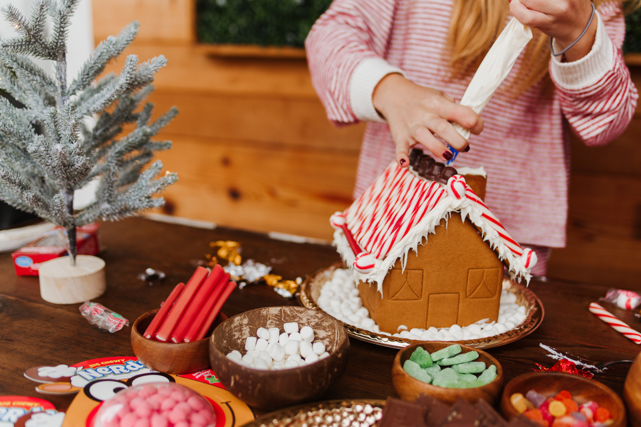 Gingerbread Houses with Big Chewy NERDS & CRUNCH Dark Jingles